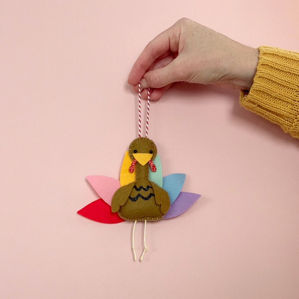 Handmade Felt Thanksgiving Turkey Decoration - Miss Shelly Designs