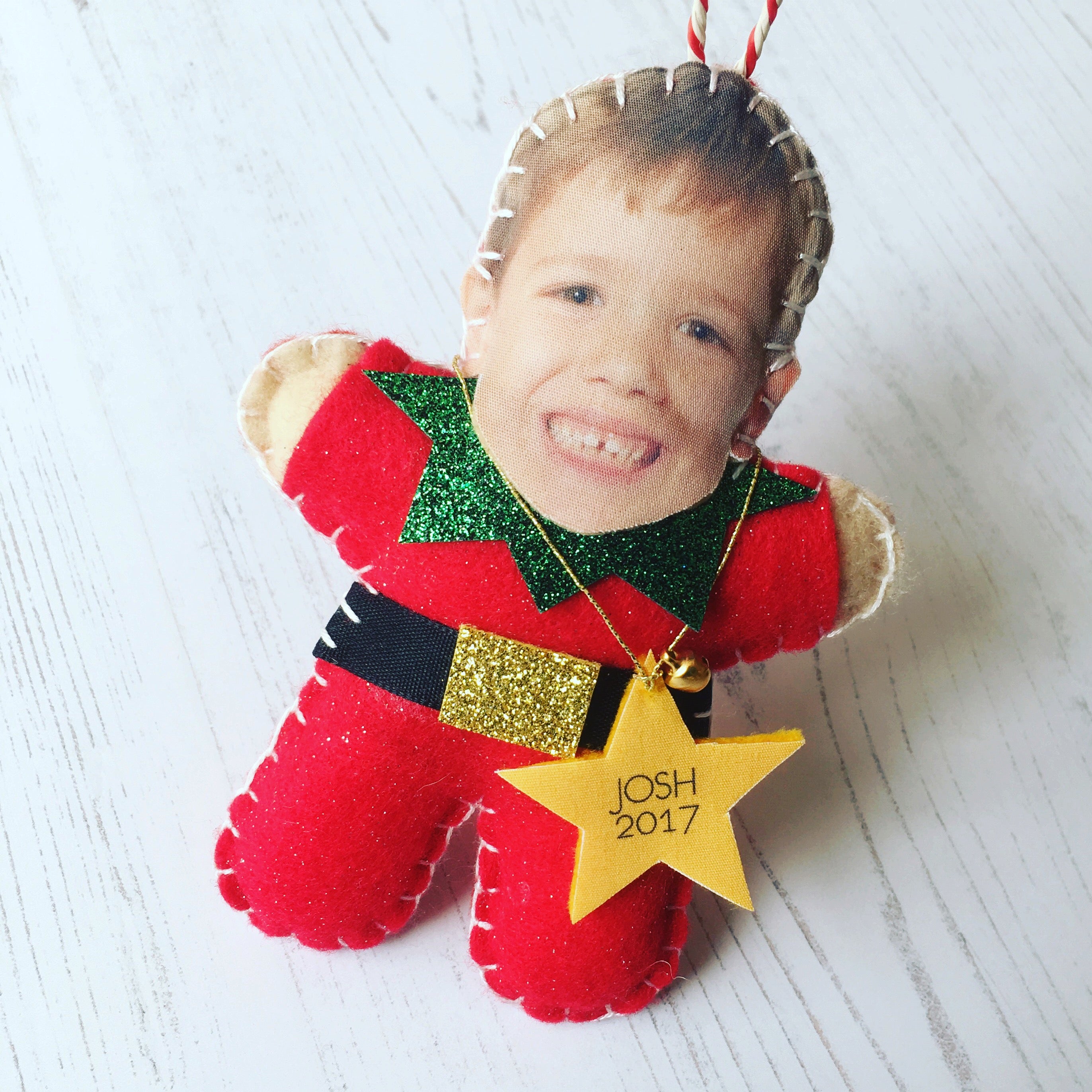 My Little Elf Personalised Photo Christmas Decoration - Miss Shelly Designs