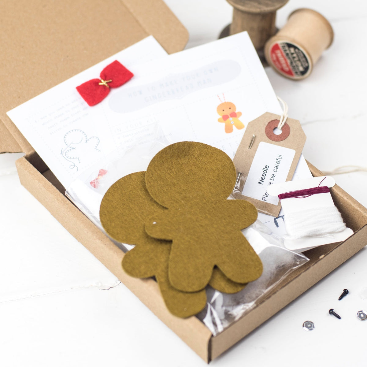 Make your own gingerbread man sewing kit - Miss Shelly Designs