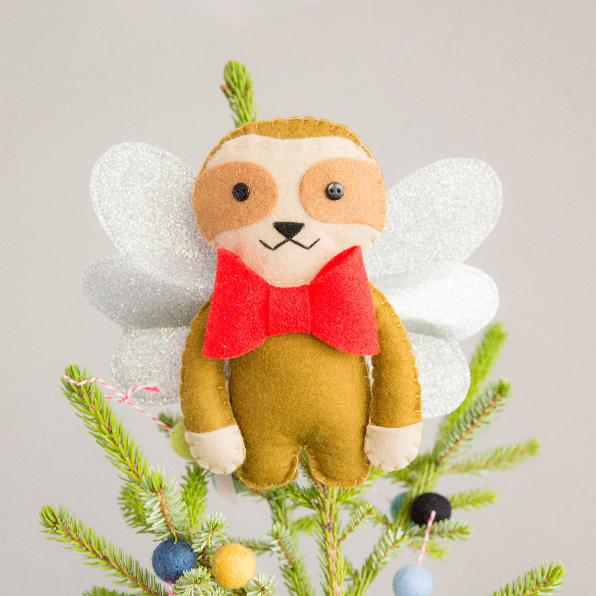 Handmade Sloth Christmas Tree Topper Decoration - Miss Shelly Designs