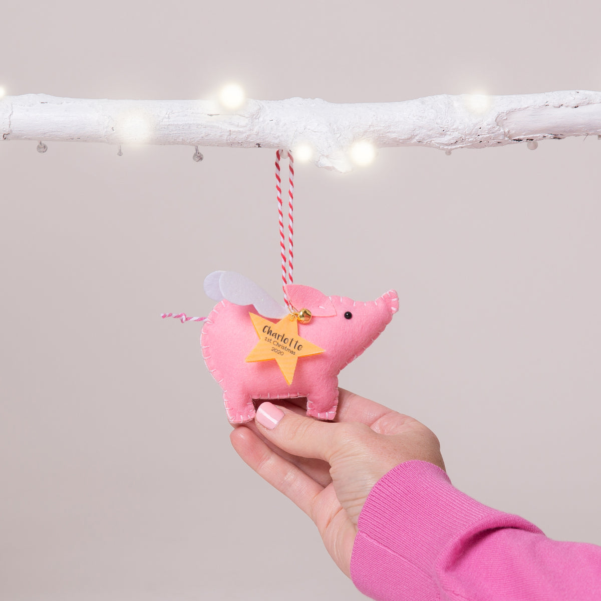 Handmade Cute Pig Christmas Tree Decoration - Miss Shelly Designs